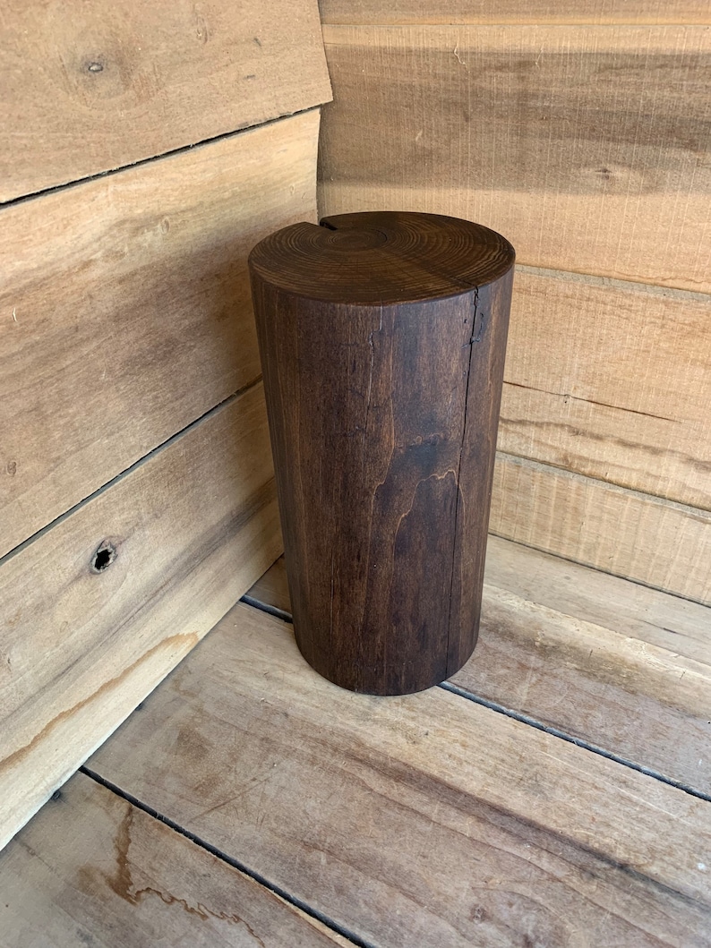 Walnut Stained Poplar Stump Table Stool Plant Stand Side - Etsy