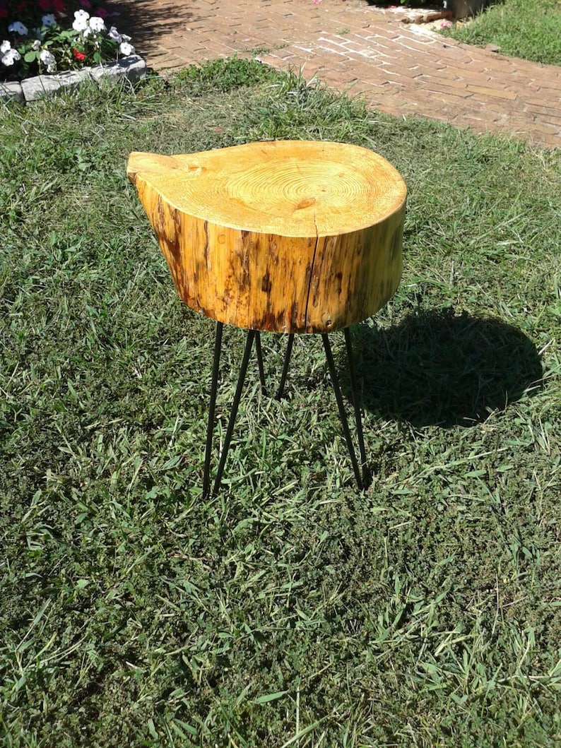 Thick Chunky Pine Cookie Live Edge Side Corner Table on Black - Etsy