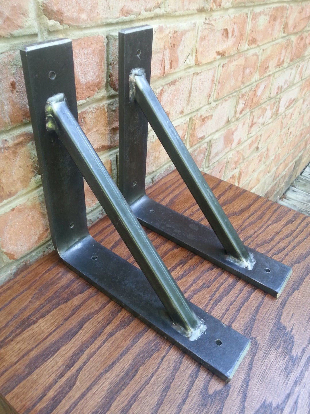 Thick 2" Wide Triangle Steel Shelf Brackets Mantle Brackets - Heavy ...