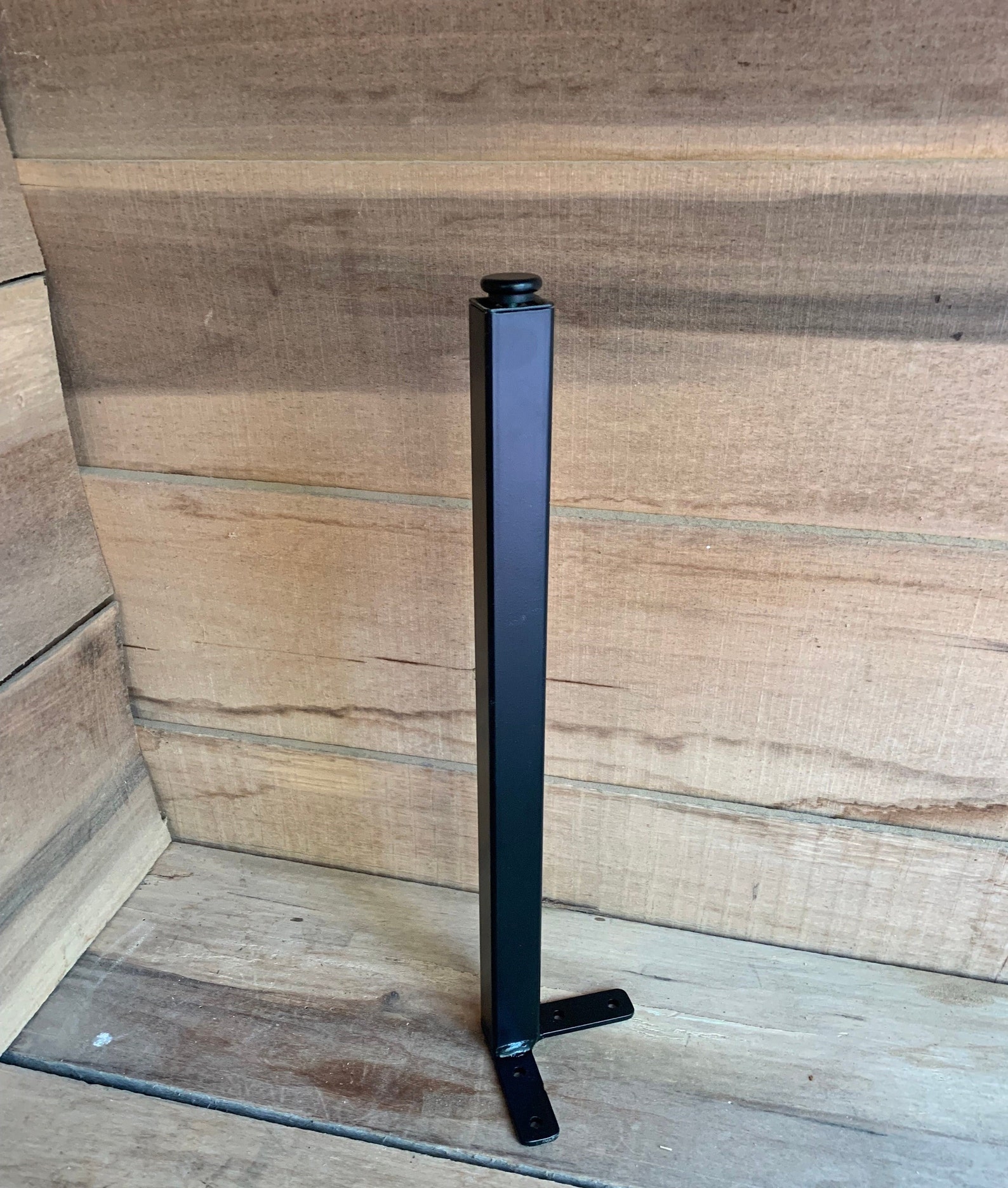 Black Straight Metal Leg With Black Adjustable Leveling Foot - Powder ...