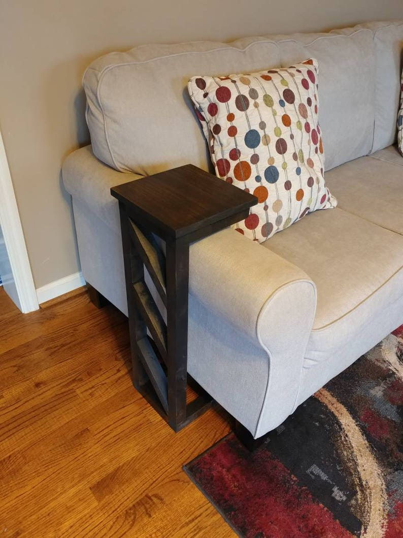 Stained Dark Walnut Over the arm accent table | Etsy