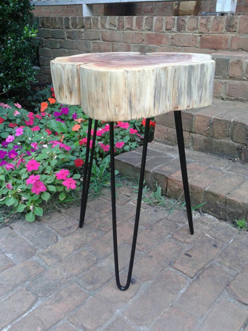 Thick Red Cedar Cookie Live Edge Table on Black Hairpin Legs - Natural ...