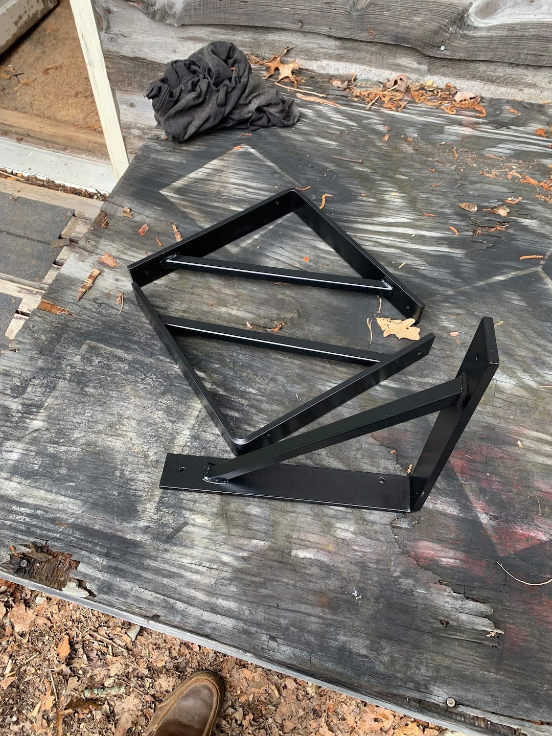 Thick 2" Wide Black Triangle Steel Shelf Brackets Mantle Brackets ...