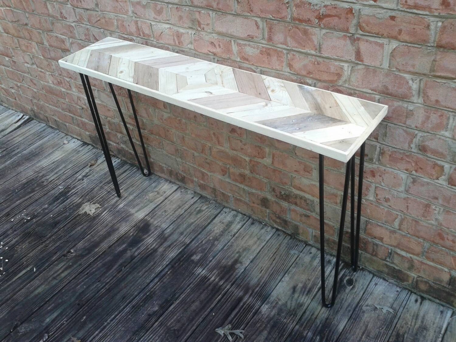 Mirrored Chevron Style Console Table With Black Hairpin Legs - Etsy