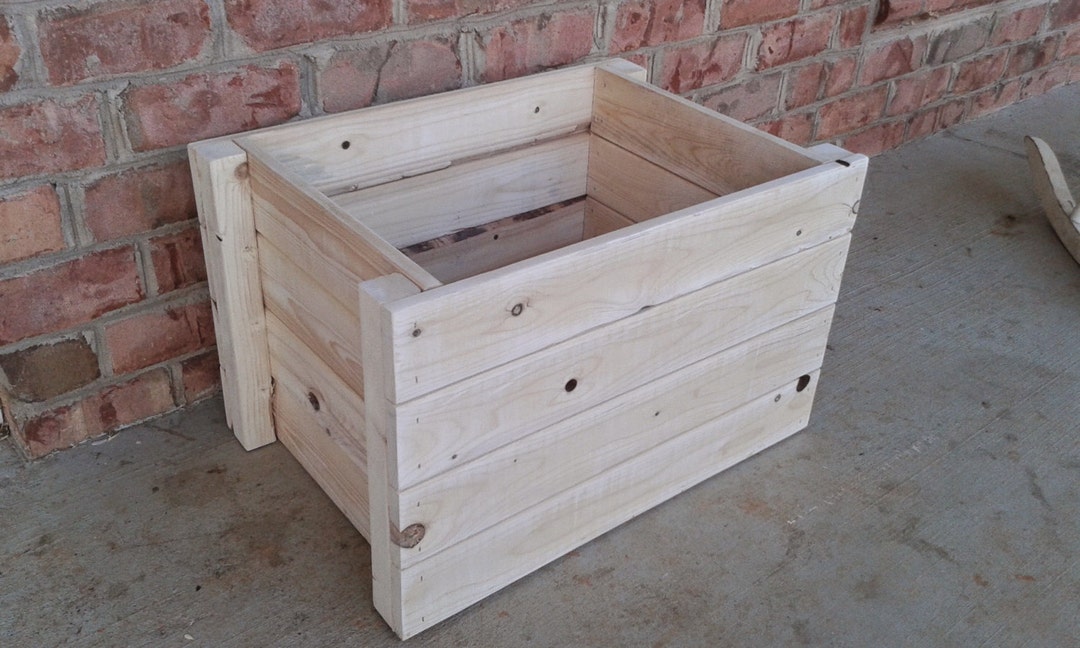 Simple Knotty White Pine Box - Rustic Toy Box, Rustic Crate, Wooden ...