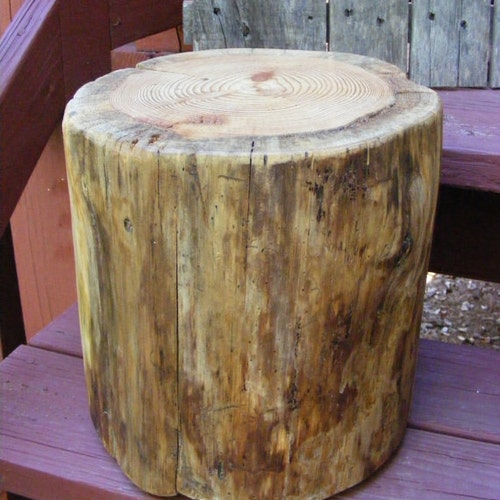 Rustic Spalted Pine Stump Stool Side Table Plant Stand Custom - Etsy