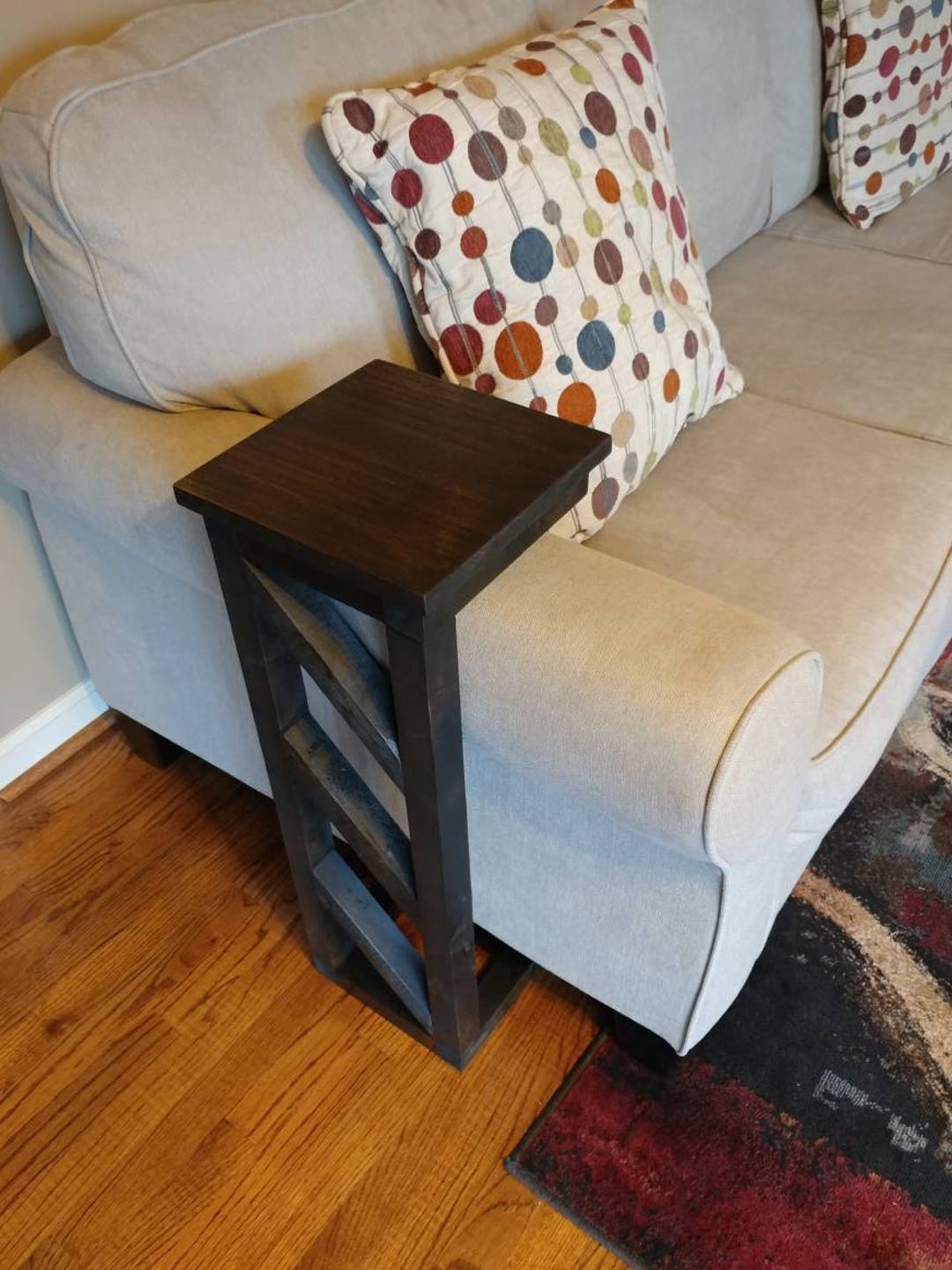 Stained Dark Walnut - Over the Arm Accent Table - Etsy