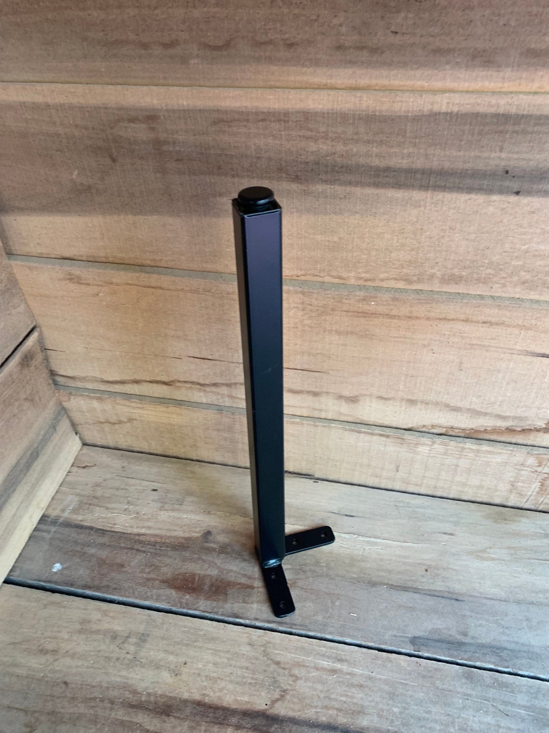 Black Straight Metal Leg With Black Adjustable Leveling Foot - Powder ...