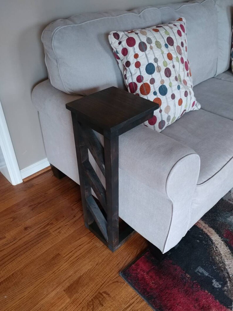 Stained Dark Walnut Over the arm accent table | Etsy
