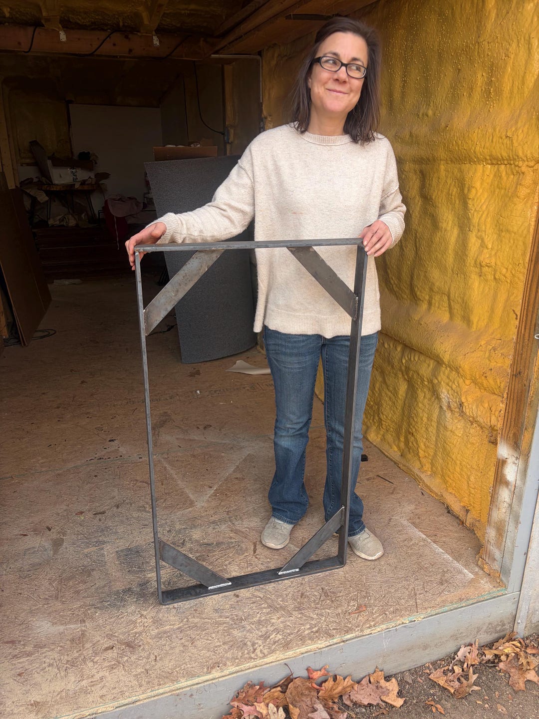 One Corner Braced Heavy Duty Flat Bar Steel Metal Table Leg - Beeswax ...
