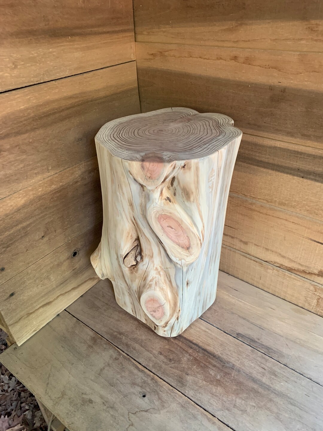 Large Rustic Western Red Cedar Stump Stool - Etsy