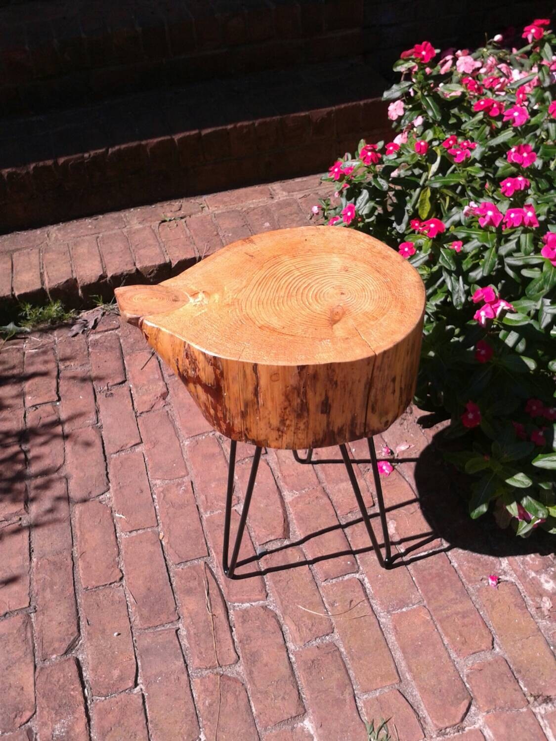 Thick Chunky Pine Cookie Live Edge Side Corner Table on Black - Etsy