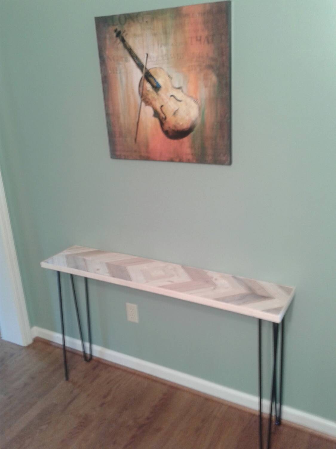 Mirrored Chevron Style Console Table With Black Hairpin Legs - Etsy