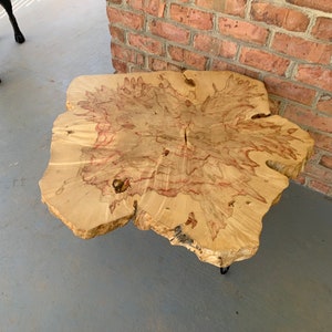 Figured Flaming Box Elder Slice Table - Black Hairpin Legs - Etsy