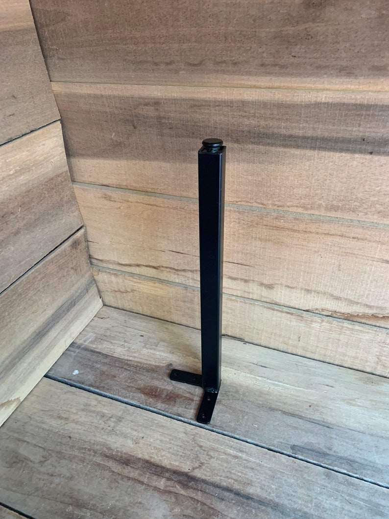 Black Straight Metal Leg With Black Adjustable Leveling Foot - Powder ...