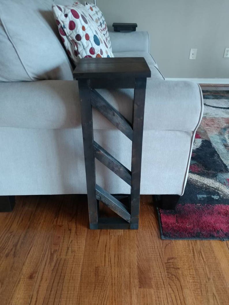 Stained Dark Walnut Over the arm accent table | Etsy