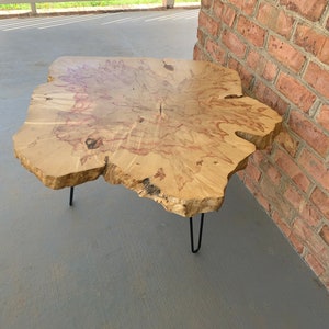 Figured Flaming Box Elder Slice Table - Black Hairpin Legs - Etsy