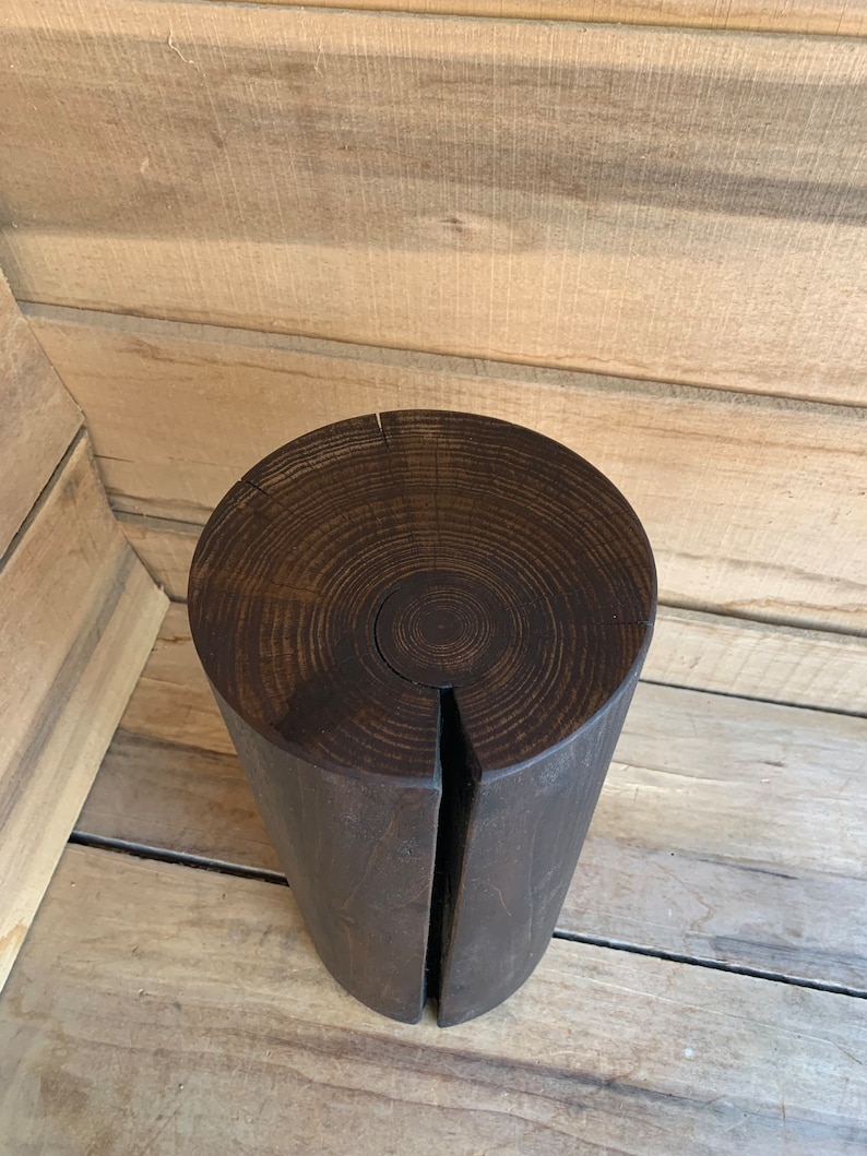 Walnut Stained Poplar Stump Table Stool Plant Stand Side - Etsy