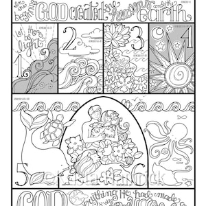 Days of Creation Coloring Page in Three Sizes: 8.5X11 8X10 - Etsy