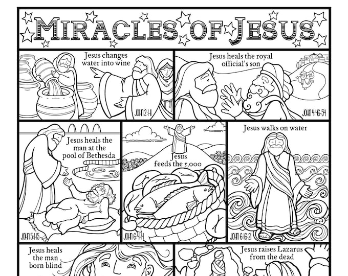 Miracles of Jesus Printable - Bible Coloring - Christian Activity Pages ...