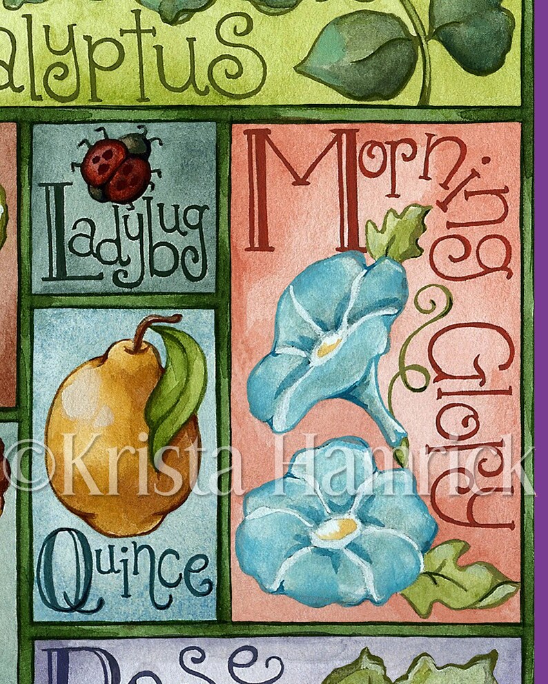 ART PRINT Garden Blooms Alphabet Original Art Print 8X10 - Etsy