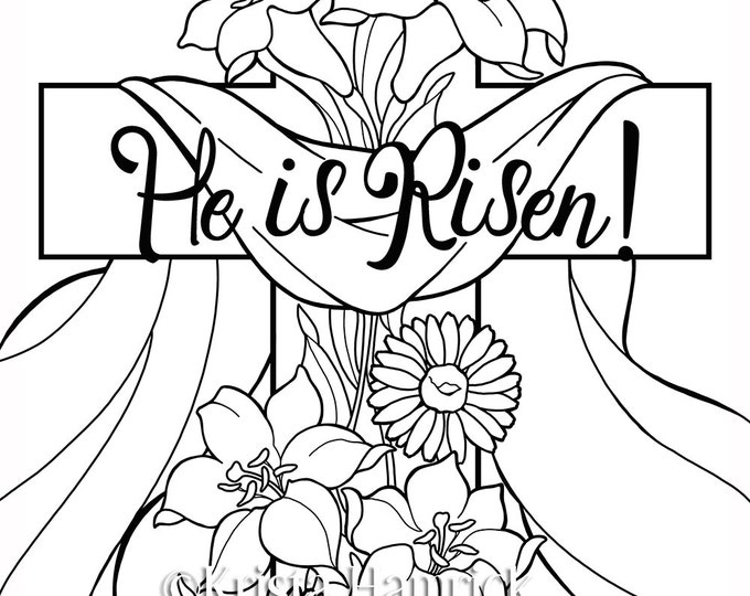 He is Risen 2 Easter Coloring Pages for Children - Etsy