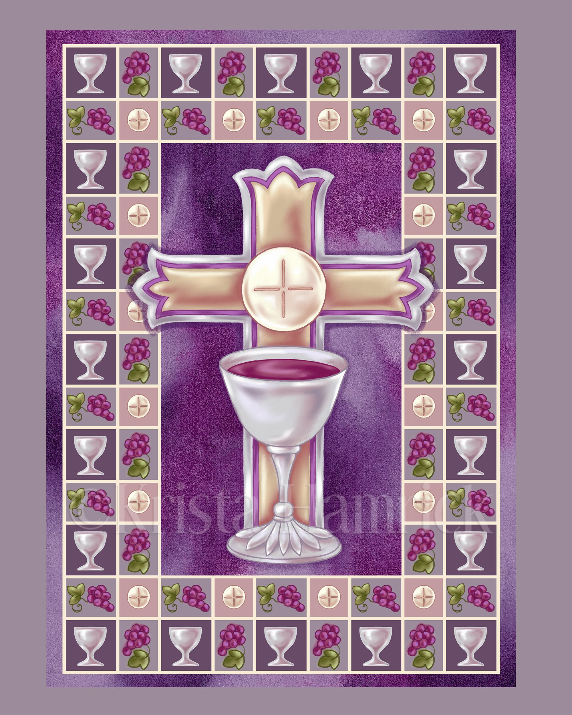 FABRIC PANEL Communion Cross Cotton Quilt Fabric Panel Overall Fabric ...
