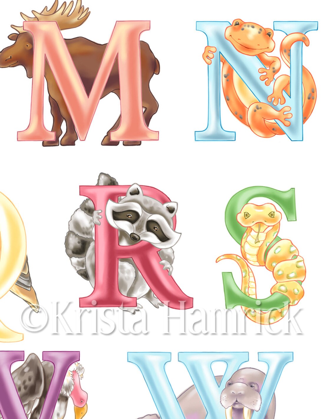 ART PRINT Animal Alphabet Original Art Print 8X10 11X14 - Etsy
