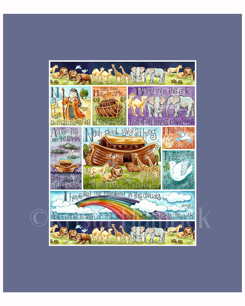 FABRIC PANEL Noah and the Ark Cotton Quilt Fabric Panel Overall Fabric ...