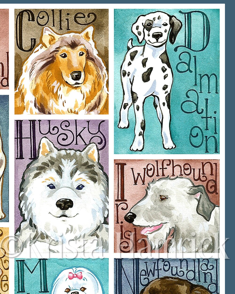 ART PRINT Dog Alphabet Original Art Print 8X10 11X14 | Etsy