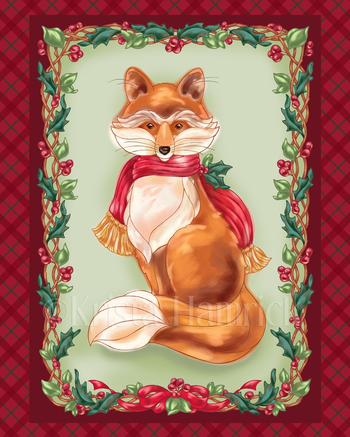 FABRIC PANEL Christmas Fox Cotton Quilt Fabric Panel Overall - Etsy
