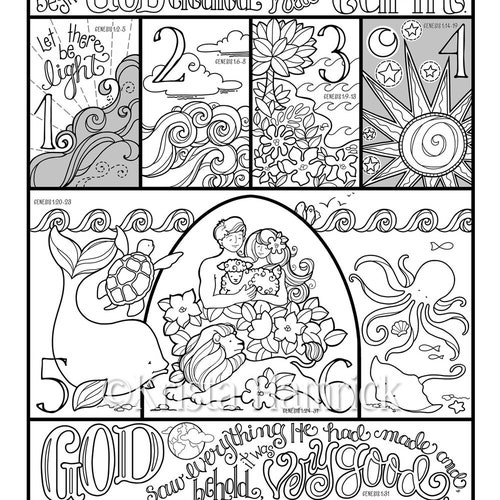 7 Days of Creation Bible Coloring Pages - Etsy