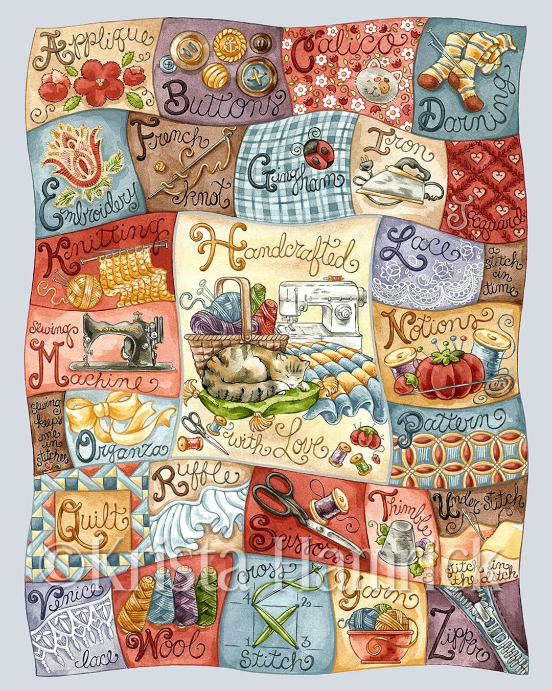 ART PRINT Sewing Alphabet Original Art Print 8X10, 11X14 - Etsy