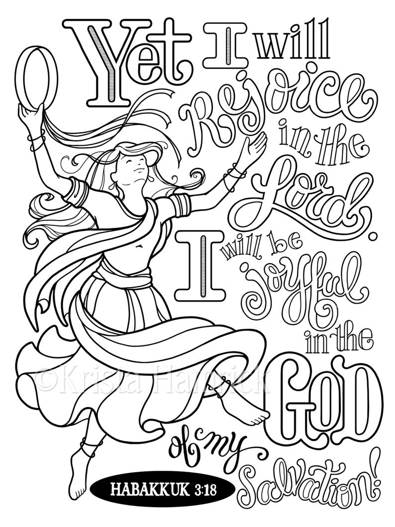 Habakkuk 3:18 Coloring Page in Two Sizes-- 8.5X11, Bible Journaling Tip ...