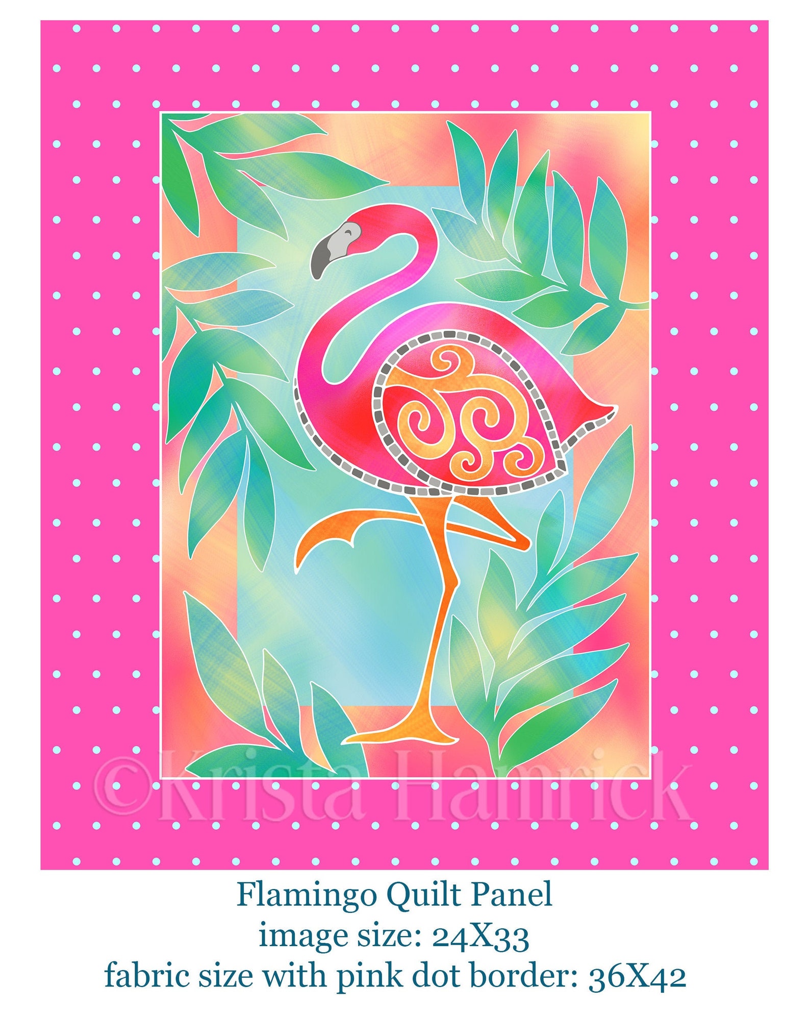 FABRIC PANEL Flamingo Cotton Quilt Fabric Panel Overall Fabric Size ...