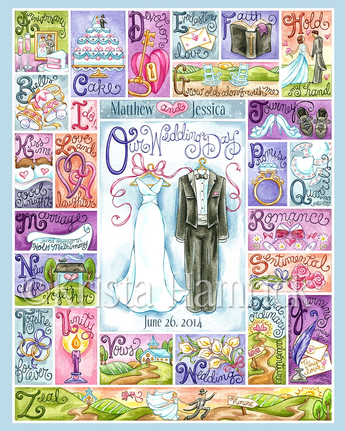 ART PRINT Wedding Alphabet Original Art Print 8X10 11X14 - Etsy