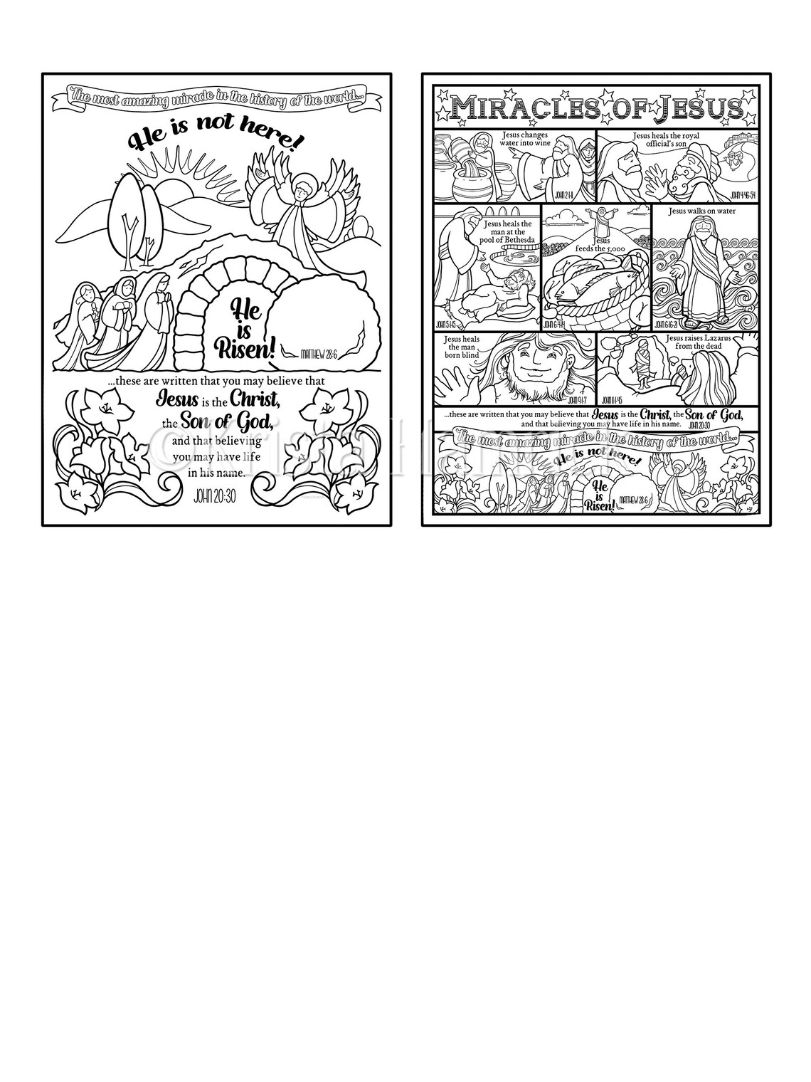Miracles of Jesus Coloring Collection/ Includes 9 Coloring Pages Plus a ...