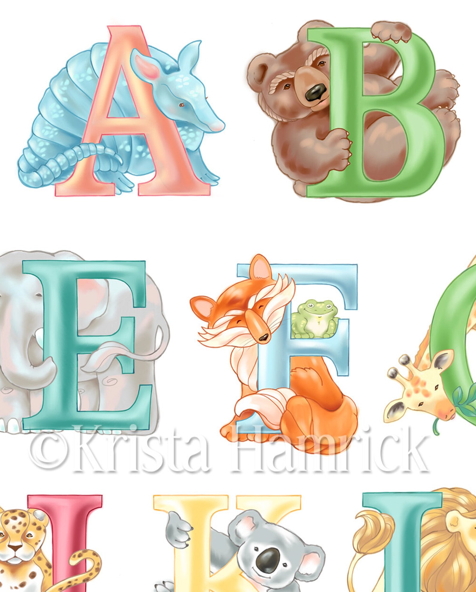 ART PRINT Animal Alphabet Original Art Print 8X10 11X14 - Etsy