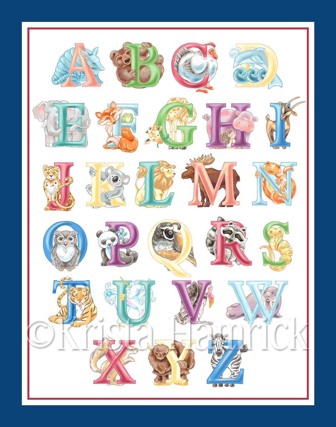 ART PRINT Animal Alphabet Original Art Print 8X10 11X14 - Etsy