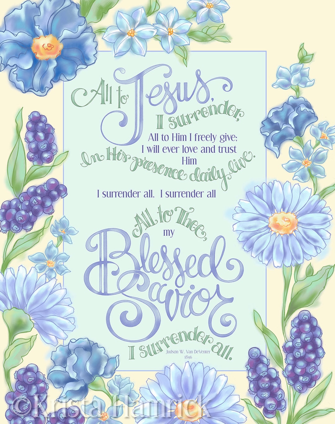 ART PRINT I Surrender All Inspirational Art Original Art - Etsy