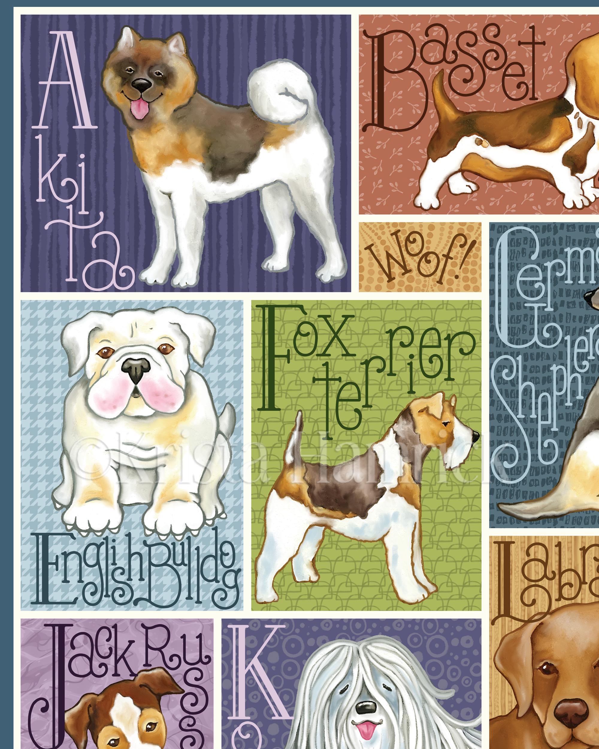 ART PRINT Dog Alphabet-- Original Art Print 8X10, 11X14 - Etsy