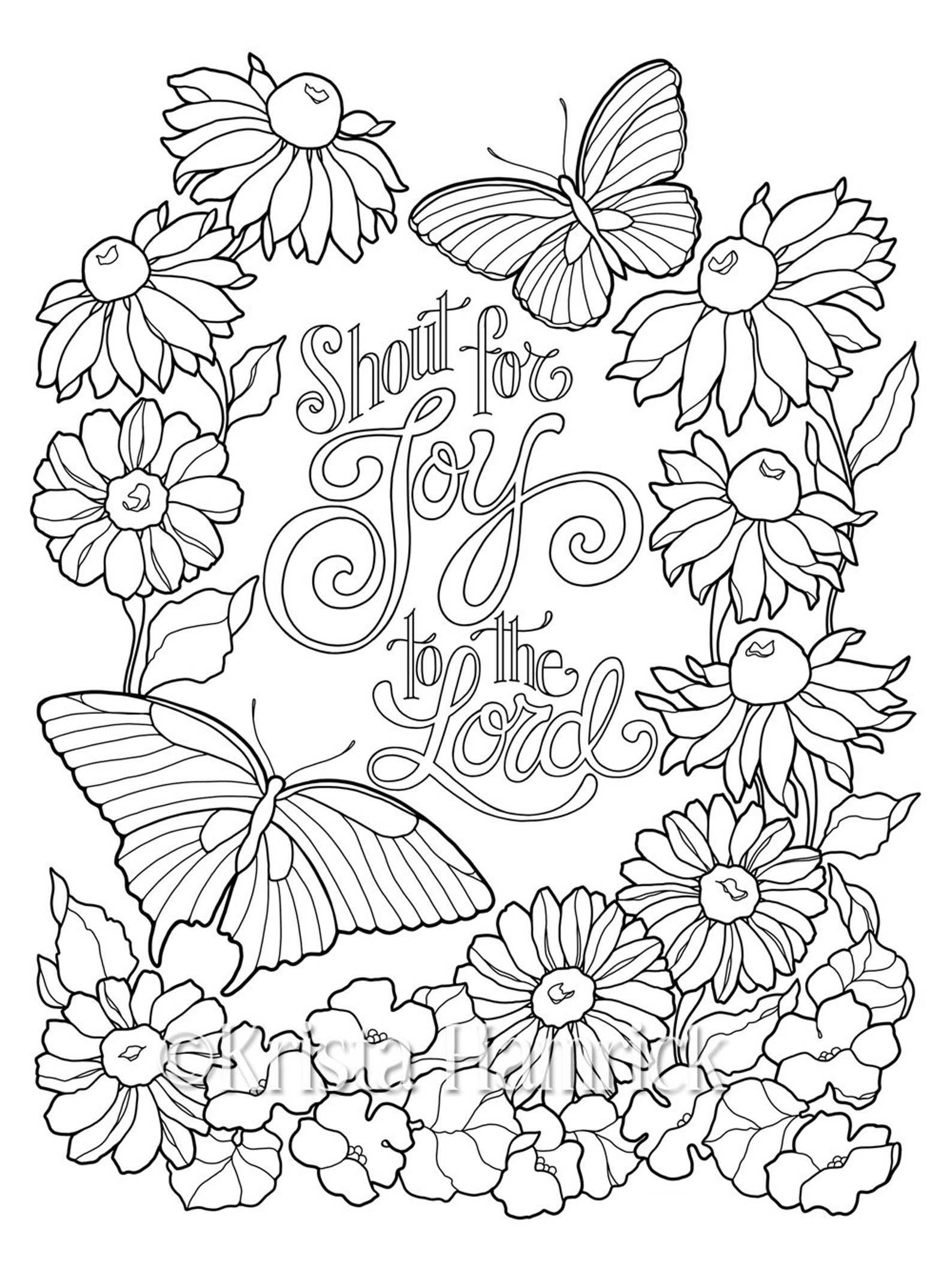 Inspirational Butterfly Garden Series of Three Coloring Pages in Two ...