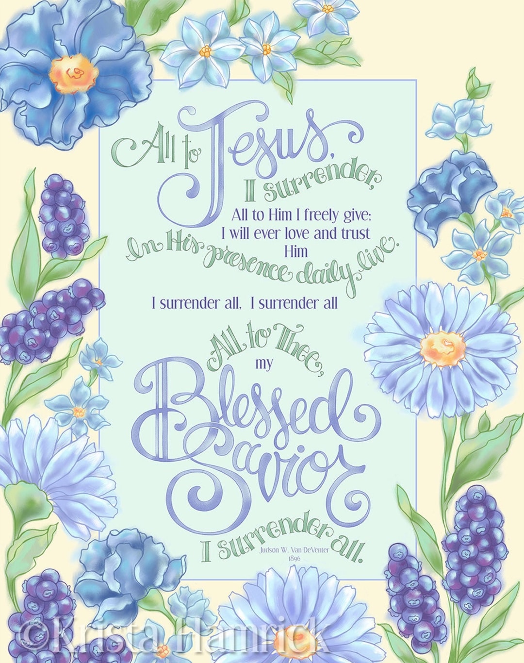 ART PRINT I Surrender All-- Inspirational Art, Original Art Print 8X10 ...