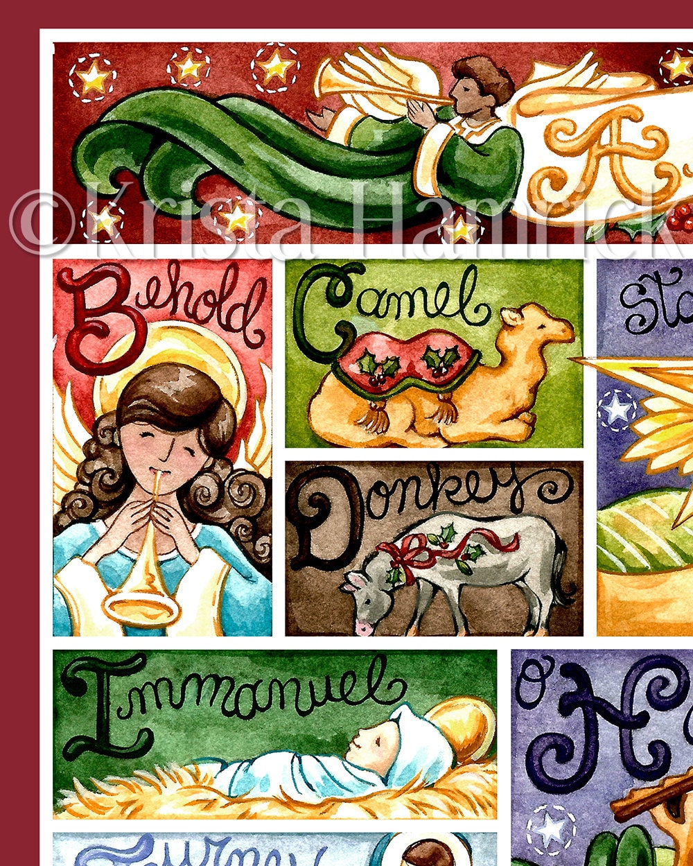 ART PRINT Nativity Alphabet Original Art Print 8X10 11X14 | Etsy