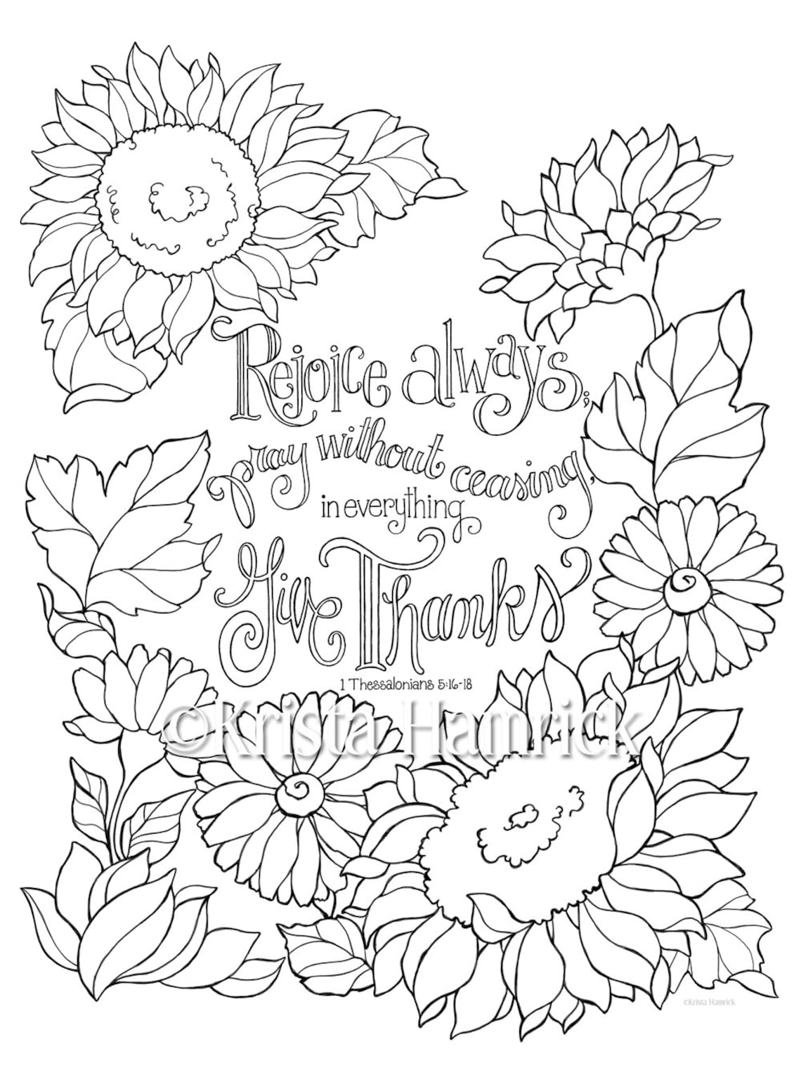 Rejoice Always Coloring Page in Two Sizes: 8.5X11 and Bible Journaling ...