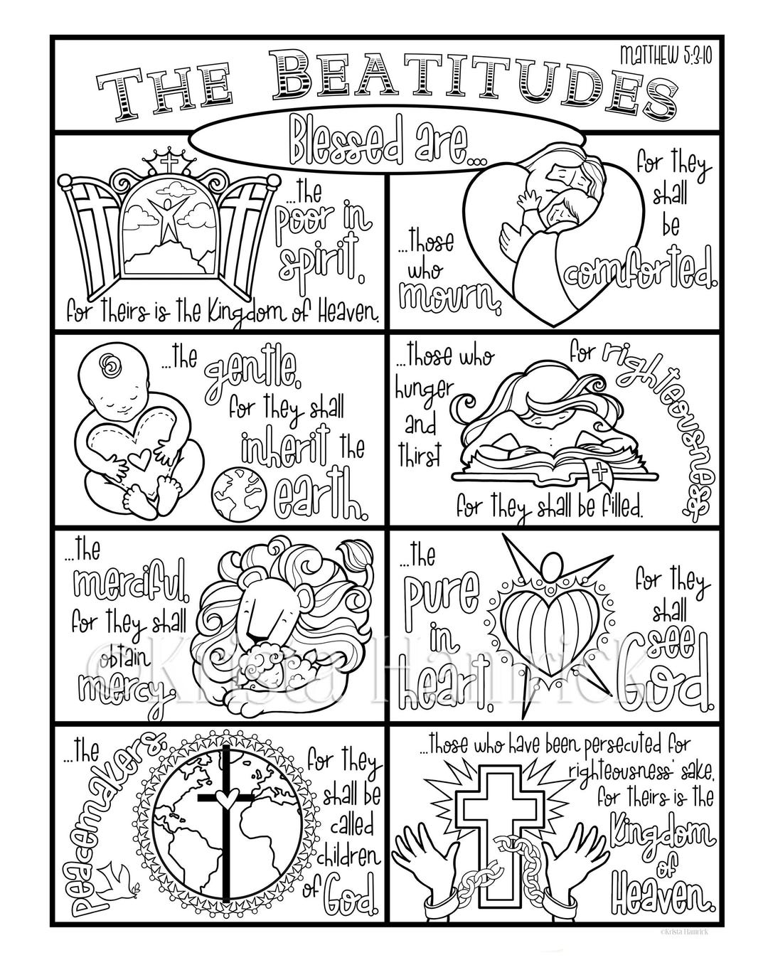 The Beatitudes Coloring Collection/ Includes 10 Coloring Pages - Etsy