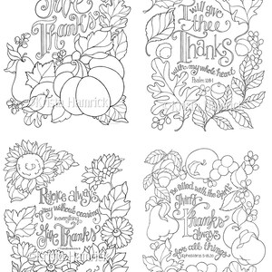 Grateful Heart Series of Four Coloring Pages in Two Sizes: 8.5X11 and ...