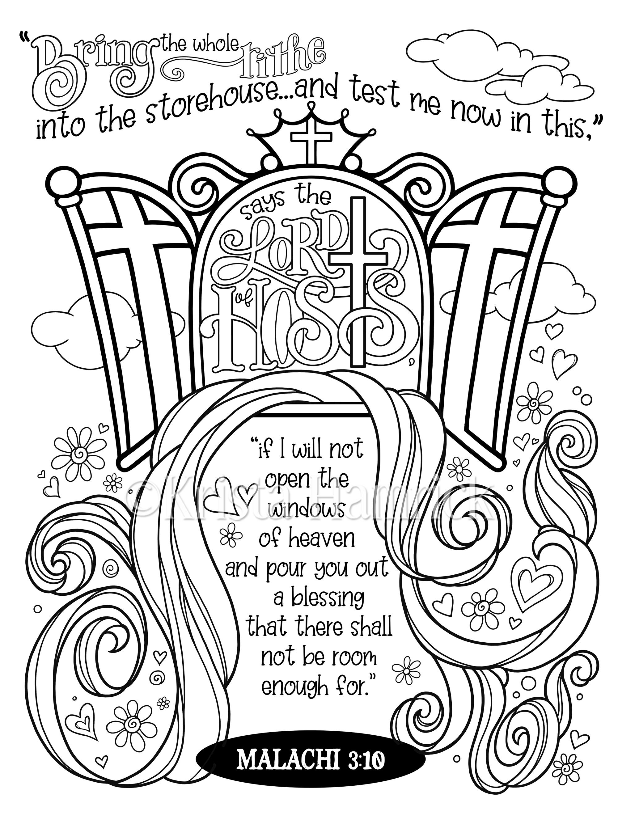 Malachi 3:10 Coloring Page in Two Sizes-- 8.5X11, Bible Journaling Tip ...