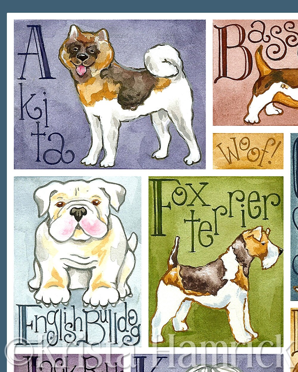 ART PRINT Dog Alphabet Original Art Print 8X10 11X14 | Etsy