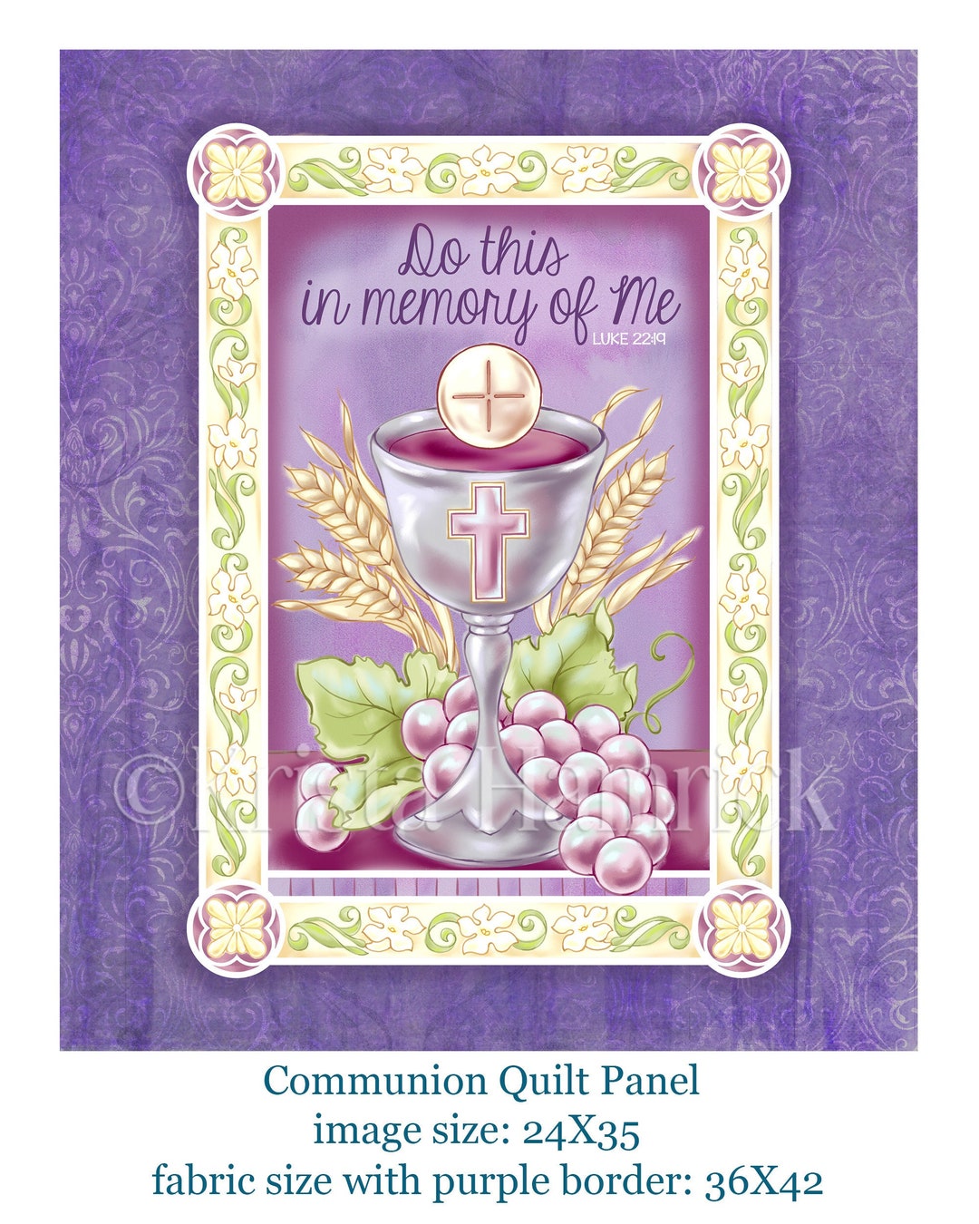 FABRIC PANEL Holy Communion Cotton Quilt Fabric Panel Overall Fabric ...